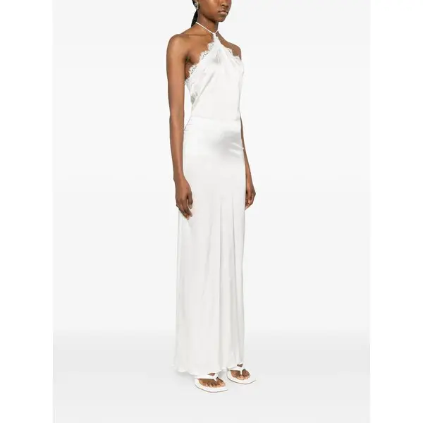 Oseree Halterneck Lace-trim Maxi Dress