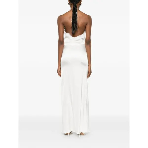 Oseree Halterneck Lace-trim Maxi Dress