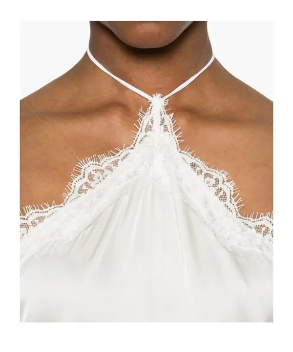 Oseree Halterneck Lace-trim Maxi Dress