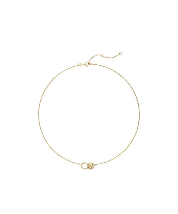 Tory Burch Logo-charm Chain Necklace - Gold / Crystal