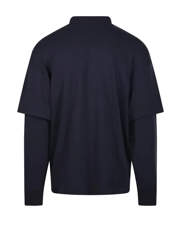 DARKPARK Long-sleeved Layered Polo Shirt - Black