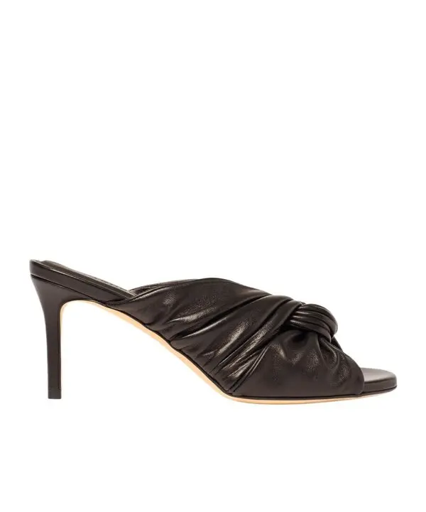 SCAROSSO Kiki Knotted Kitten Heel Mules - Chocolate-colored