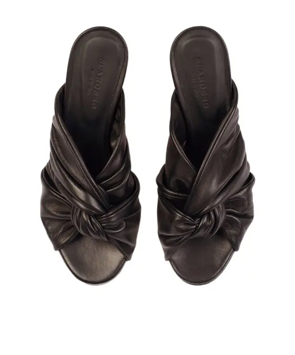 SCAROSSO Kiki Knotted Kitten Heel Mules - Chocolate-colored