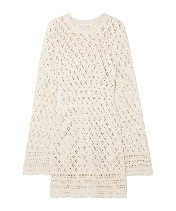 FRAME Crochet Organic Cotton-silk Shift Dress