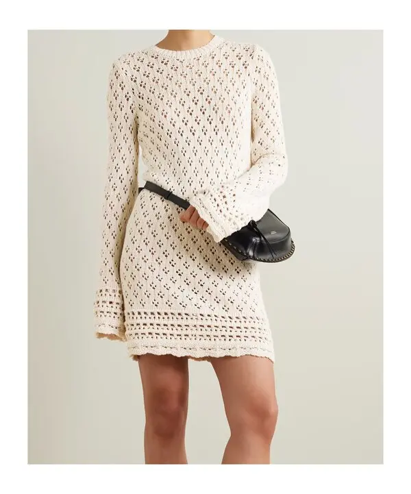 FRAME Crochet Organic Cotton-silk Shift Dress