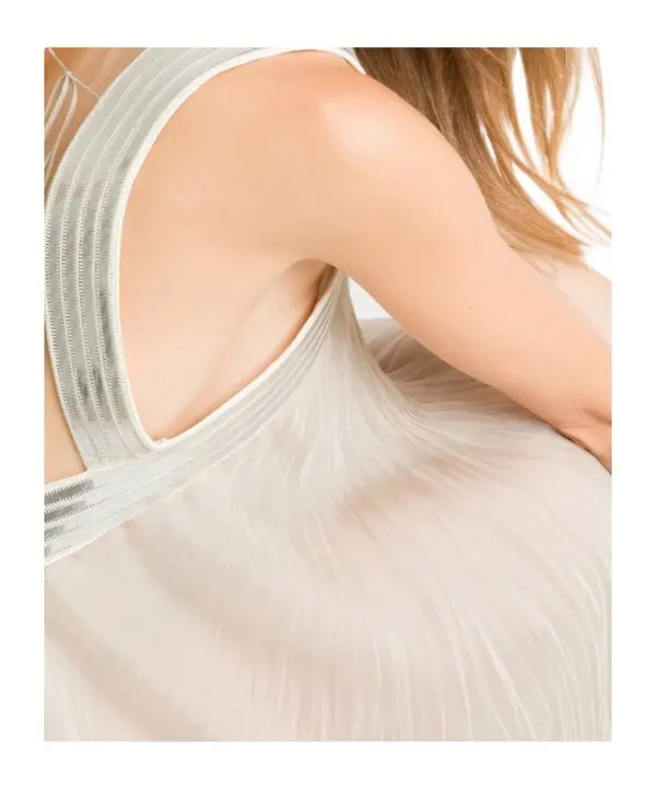 Alberta Ferretti Plissé Metallic Embroidered Collar Chiffon Gown