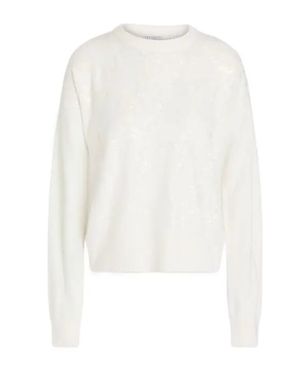 Brunello Cucinelli Embellished Crew Neck Jumper