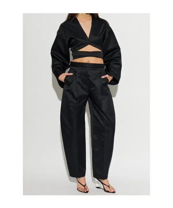 Alaïa High-waisted Pleated Tapered Pants