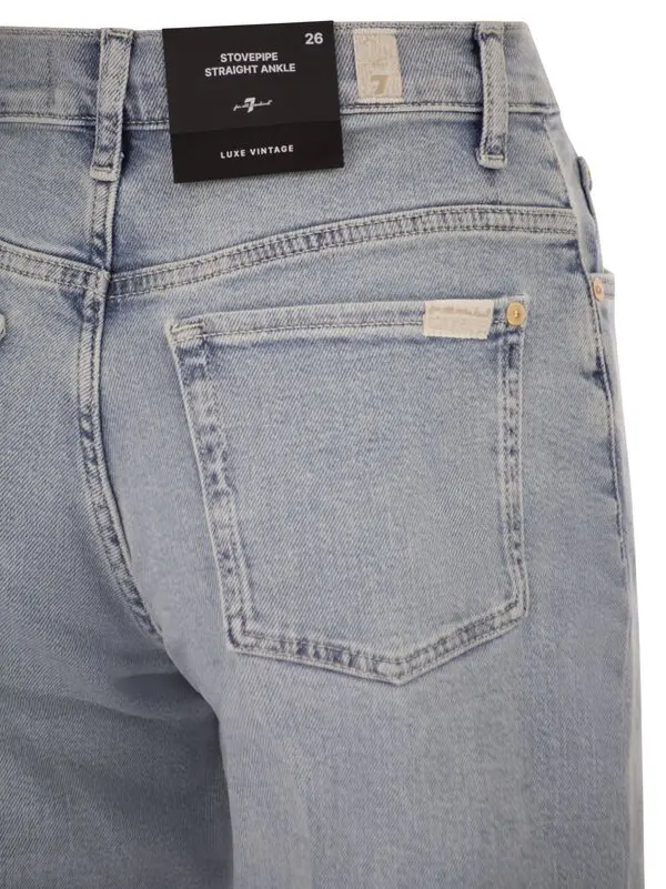 7 For All Mankind Stovepipe Straight Ankle Jeans - Gray