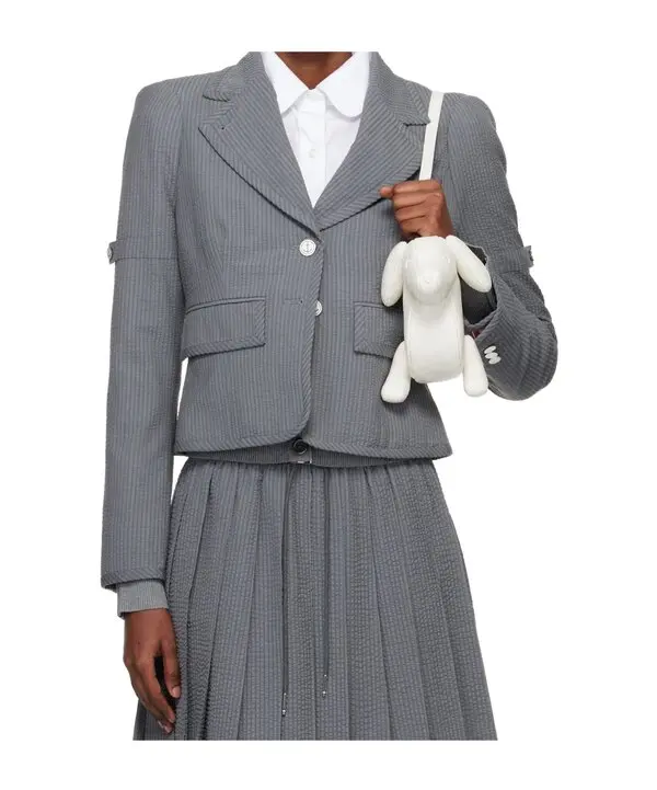 Thom Browne Seersucker Cropped Blazer - Light Gray