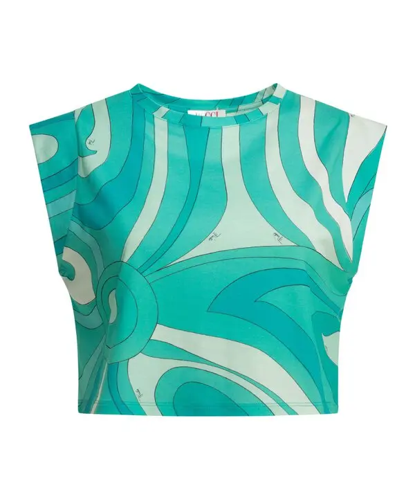 Emilio Pucci Marmo Abstract Cropped Top - Green