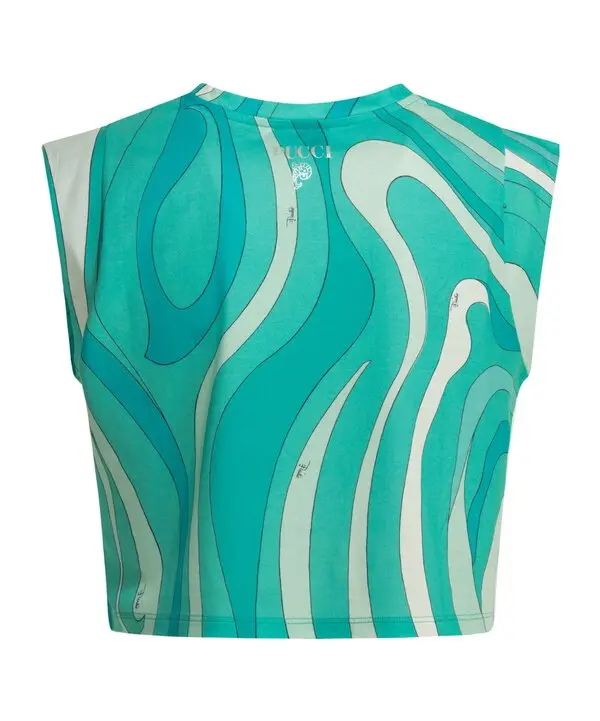 Emilio Pucci Marmo Abstract Cropped Top - Green