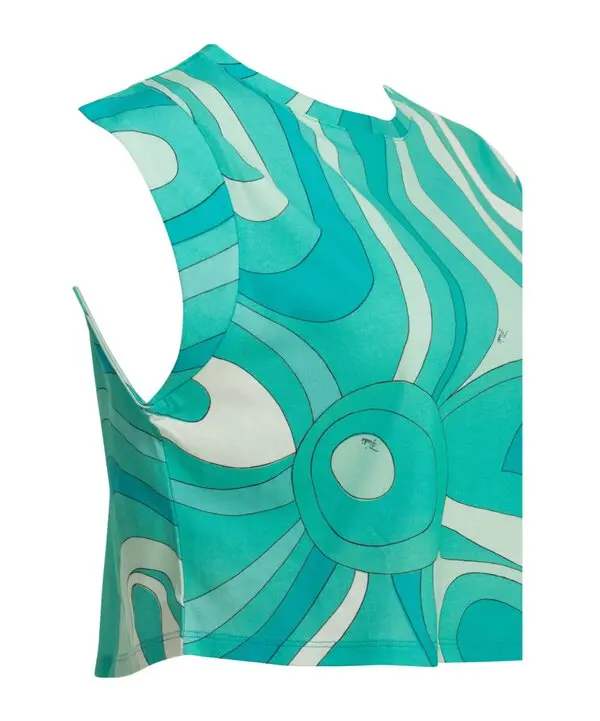 Emilio Pucci Marmo Abstract Cropped Top - Green