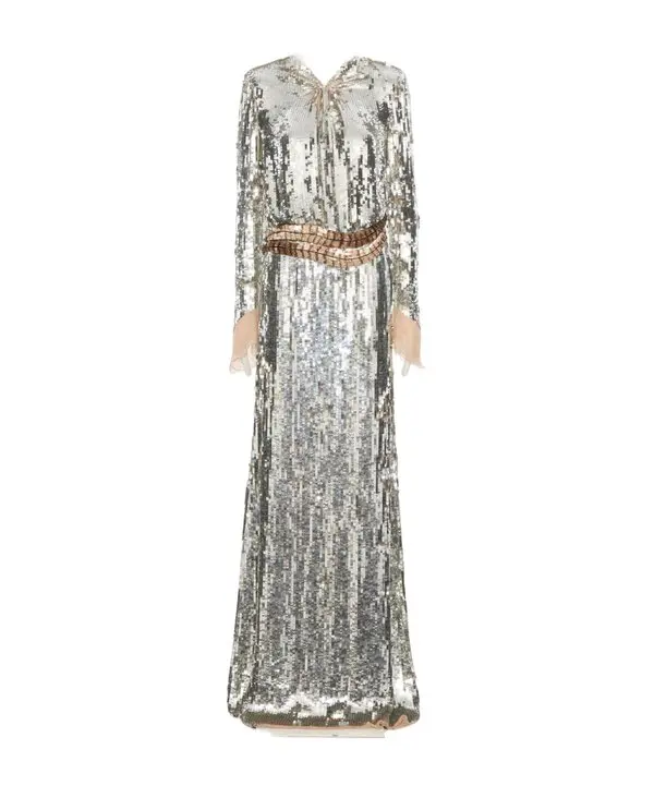 Valentino Garavani Sequined Long Sleeve Gown