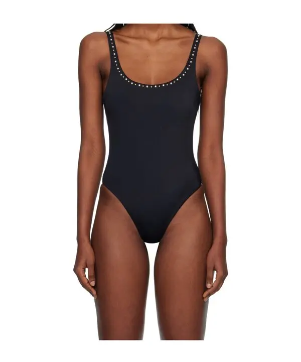 Versace Embellished One Piece Swimsuit - Brown