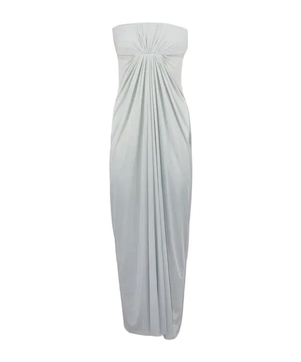Alberta Ferretti Strapless Draped Maxi Dress - Gray