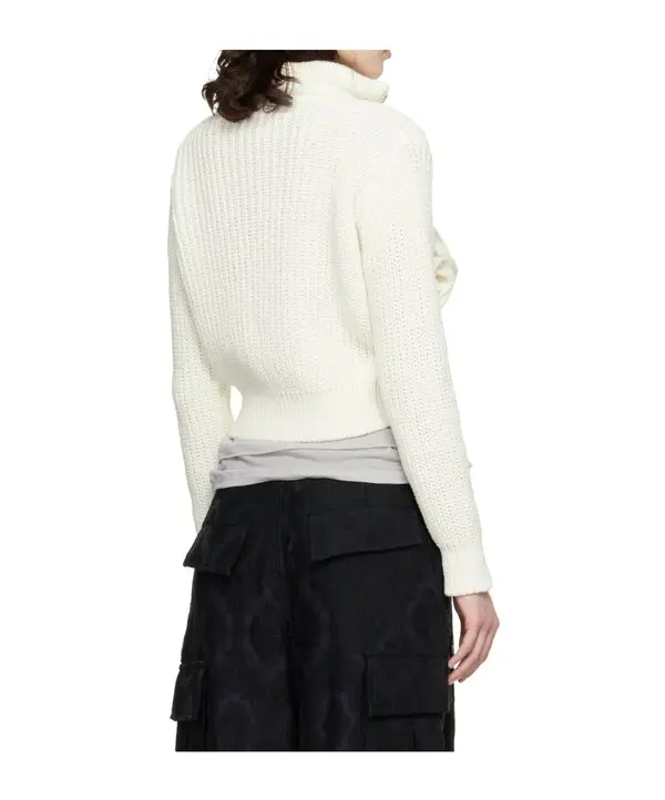 OPEN YY Applique Knitted Zip-up Sweater