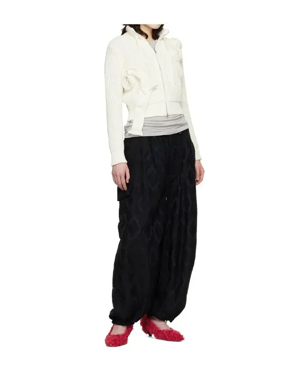 OPEN YY Applique Knitted Zip-up Sweater