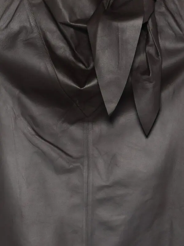 YVES SALOMON Sleeveless Lambskin Top With Draped Neckline And Tie Details