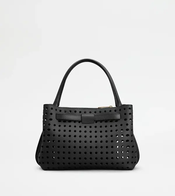 TOD'S Perforated Leather Tote Bag - Black