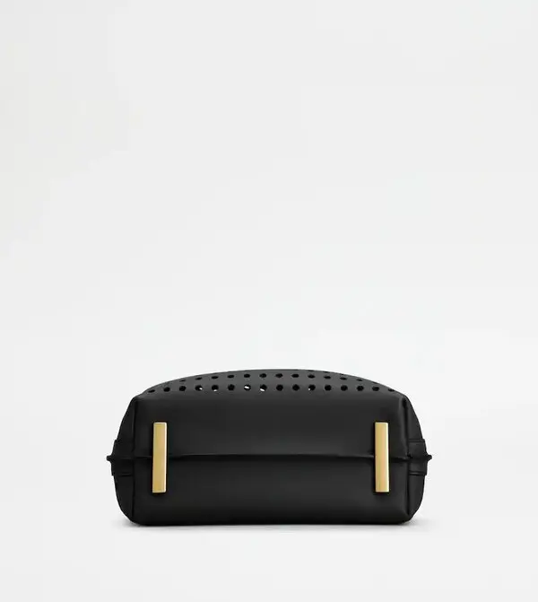 TOD'S Perforated Leather Tote Bag - Black