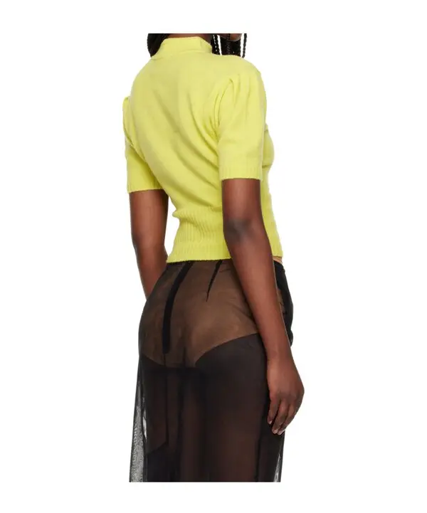 Simone Rocha Short-sleeved Cashmere Sweater With Crystal Embellishment - Yellow