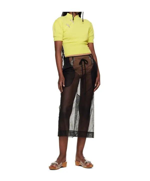 Simone Rocha Short-sleeved Cashmere Sweater With Crystal Embellishment - Yellow