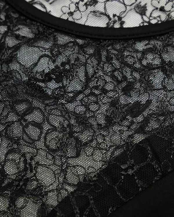 Max Mara Round Collar T-shirt With Lace Detail