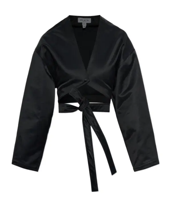 Alaïa V-neck Tie-detailed Jacket - Black