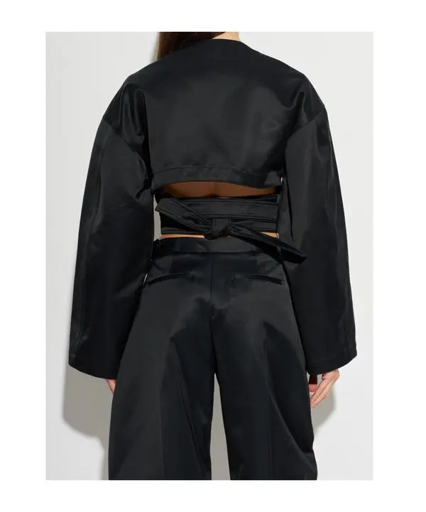 Alaïa V-neck Tie-detailed Jacket