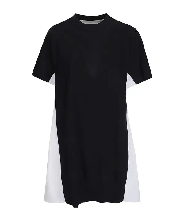 Sacai Short Sleeve Crewneck Dress - Black