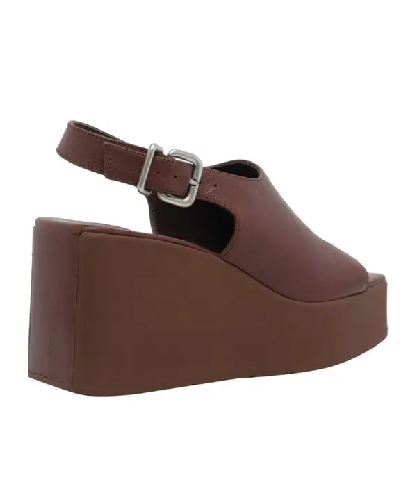 VIC MATIE Square Toe Wedge Sandals - Red