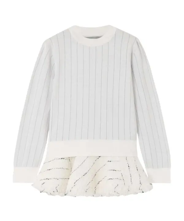 Sacai Long Sleeve Sweater With Ribbed Accents