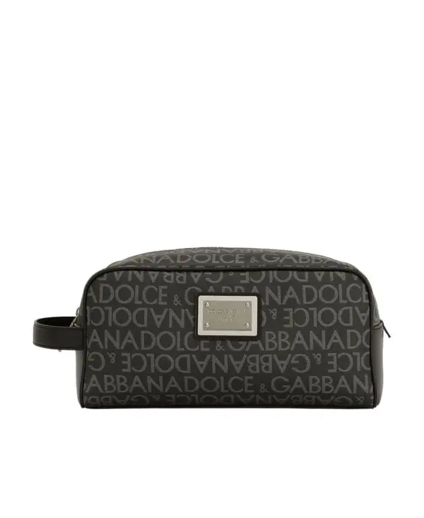 Dolce & Gabbana Dolce Gabbana Logo Plaque Wash Bag - Black