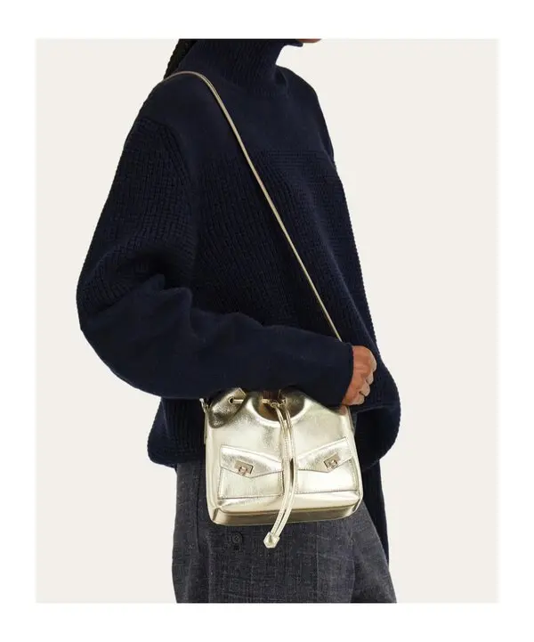 FERRAGAMO Multipocket Bucket Bag - Champagne