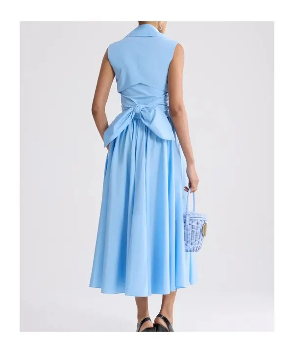 PATOU Sleeveless Collared Midi Dress - Blue