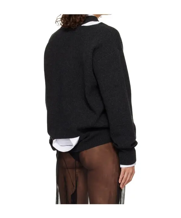 Simone Rocha V-neck Embellished Wool Blend Sweater - Black