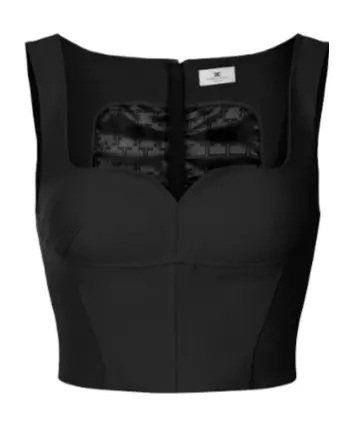 Elisabetta Franchi Sweetheart Neckline Cropped Top - Black