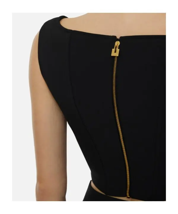 Elisabetta Franchi Sweetheart Neckline Cropped Top - Black