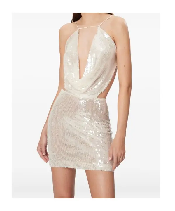 AMAZUIN Sequined Cutout Mini Dress