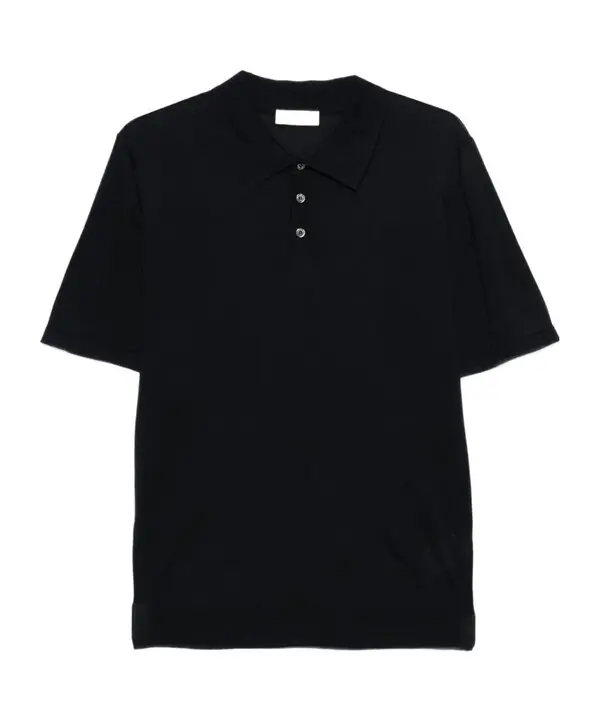 ROBERTO COLLINA Silk Fine Knit Polo Shirt - Navy