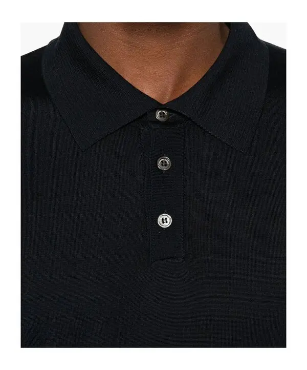 ROBERTO COLLINA Silk Fine Knit Polo Shirt - Navy