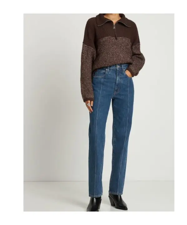 SLVRLAKE London Pintuck Straight Jeans - Blue