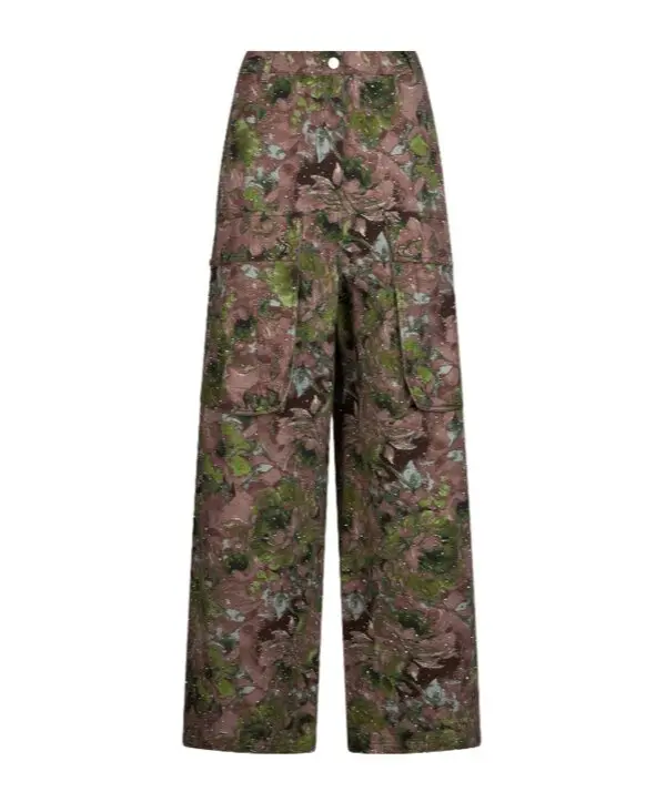 Liu Jo Floral Cargo Pants - Green Floral