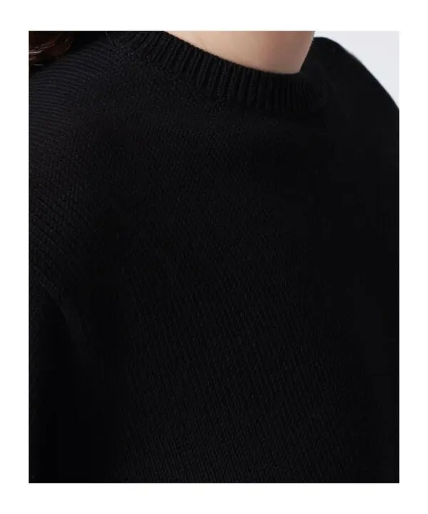 TOTEME Ribbed Crew Neck Knitted Sweater - Black