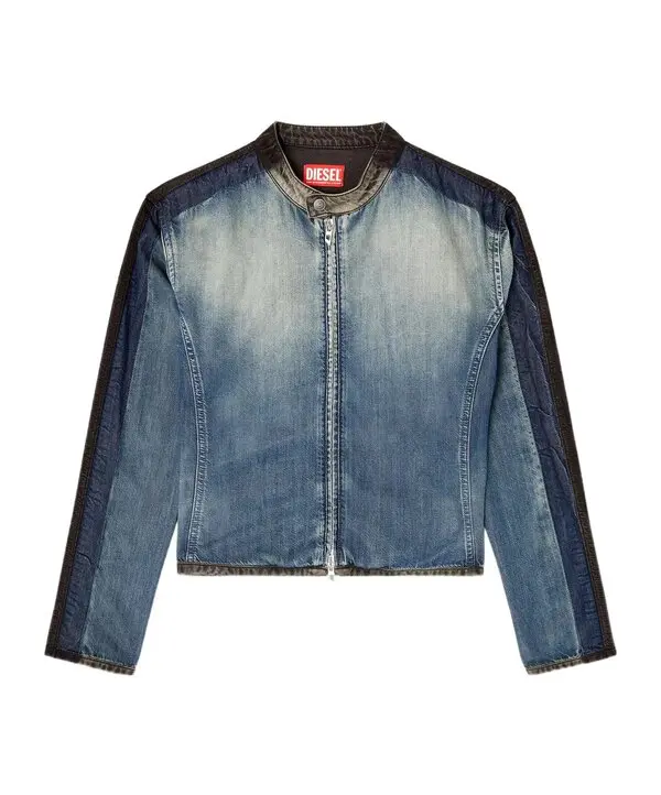 DIESEL® Snap-button Collar Two-way Zip Closure Moto Jacket