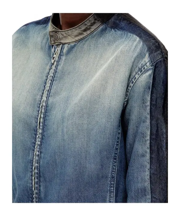 DIESEL® Snap-button Collar Two-way Zip Closure Moto Jacket
