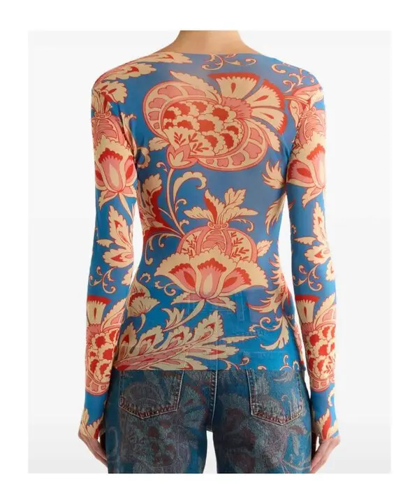 Etro Long-sleeve Floral Print Top