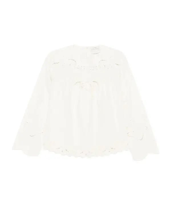 FORTE_FORTE Long-sleeved Round Neck Top With Back Button Closure - No