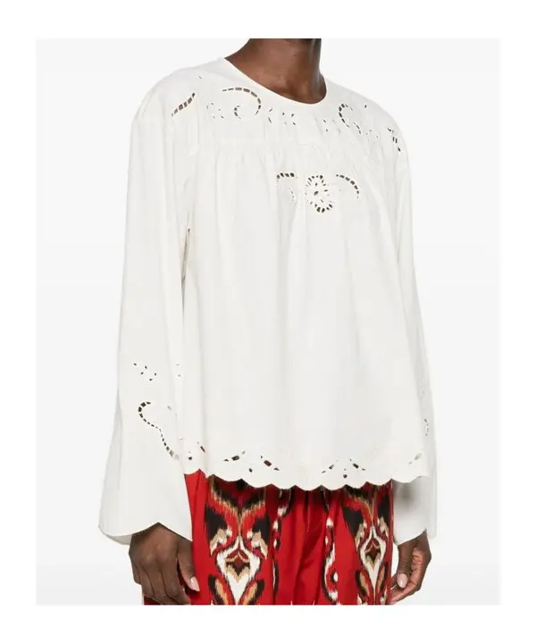 FORTE_FORTE Long-sleeved Round Neck Top With Back Button Closure